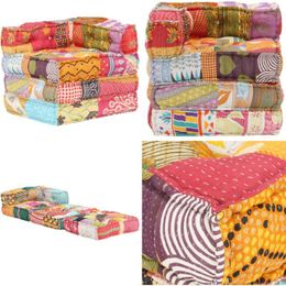 vidaXL Modularer Pouf Patchwork Stoff - Pouf - Poufs - Home & Living - Mehrfarbig