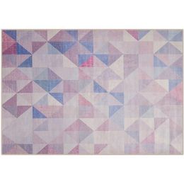 Beliani Teppich Blau / Grau 160 x 230 cm Kurzflor mit geometrischem Muster Rechteckig Modern