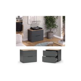 VICCO Kommode Wido Anthrazit Eiche 60 x 50 cm mit 2 Schubladen
