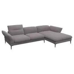 Ecksofa FLEXLUX "Salino, Funktionssofa mit Recamiere, Relaxsofa, Ecksofa" Sofas Gr. B/H/T: 307cm x 88cm x 182cm, Chenille-Struktur, Chaiselongue rechts, braun (latte) Sofa mit Arm- und Kopfteil-Verstellungen, Kaltschaum & Stahl-Wellen