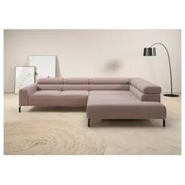 Ecksofa Places of Style "Antonelli, L-Form, inkl. Kopfteilverstellung, Breite 312 cm", rosa (rosé), B:312cm H:71cm T:219cm, 95% Polyester, 5% Nylon, Sofas, ohne Sitztiefenverstellung, in Cord, rosé