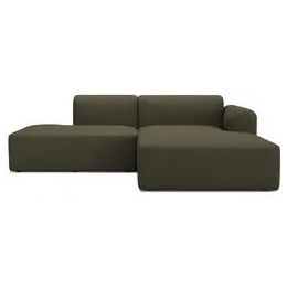 Ecksofa TENKSOM "Rund, Relax-Ecke, Big-Sofa, Endless Seating" Sofas Gr. B/H/T: 247cm x 71cm x 188cm, Boucle, Kuschelecke rechts, grün (waldgrün) Bezüge wechselbar, Kaltschaum im Sitz, Nordic Swan Ecolabel