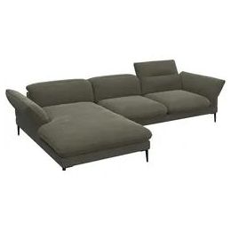 Ecksofa FLEXLUX "Salino, Funktionssofa mit Recamiere, Relaxsofa, Ecksofa" Sofas Gr. B/H/T: 307cm x 88cm x 182cm, Struktur, Chaiselongue links, grün (moss green) Sofa mit Arm- und Kopfteil-Verstellungen, Kaltschaum & Stahl-Wellen