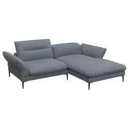 Ecksofa FLEXLUX "Salino, Funktionssofa mit Recamiere, Relaxsofa, Ecksofa" Sofas Gr. B/H/T: 245cm x 88cm x 182cm, Boucle, Chaiselongue rechts, blau (navy blau) Sofa mit Arm- und Kopfteil-Verstellungen, Kaltschaum & Stahl-Wellen