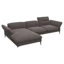 Ecksofa FLEXLUX "Salino, Funktionssofa mit Recamiere, Relaxsofa, Ecksofa" Sofas Gr. B/H/T: 307cm x 88cm x 182cm, Struktur, Chaiselongue links, braun (taupe brown) Sofa mit Arm- und Kopfteil-Verstellungen, Kaltschaum & Stahl-Wellen