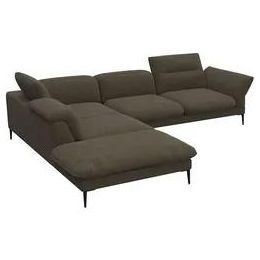 Ecksofa FLEXLUX "Salino, Funktionssofa mit Ottomane, Relaxsofa, Ecksofa" Sofas Gr. B/H/T: 287cm x 88cm x 239cm, Lederoptik, lange Ottomane links, braun (camel brown) Sofa mit Arm- und Kopfteil-Verstellungen, Kaltschaum & Stahl-Wellen