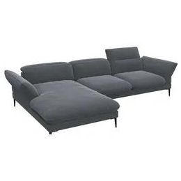 Ecksofa FLEXLUX "Salino, Funktionssofa mit Recamiere, Relaxsofa, Ecksofa" Sofas Gr. B/H/T: 307cm x 88cm x 182cm, Struktur, Chaiselongue links, grau (thunder grey) Sofa mit Arm- und Kopfteil-Verstellungen, Kaltschaum & Stahl-Wellen