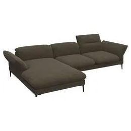 Ecksofa FLEXLUX "Salino, Funktionssofa mit Recamiere, Relaxsofa, Ecksofa" Sofas Gr. B/H/T: 307cm x 88cm x 182cm, Lederoptik, Chaiselongue links, braun (camel brown) Sofa mit Arm- und Kopfteil-Verstellungen, Kaltschaum & Stahl-Wellen