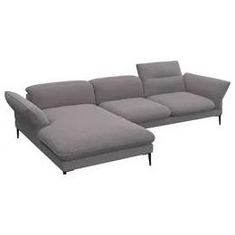 Ecksofa FLEXLUX "Salino, Funktionssofa mit Recamiere, Relaxsofa, Ecksofa" Sofas Gr. B/H/T: 307cm x 88cm x 182cm, Chenille-Struktur, Chaiselongue links, braun (latte) Sofa mit Arm- und Kopfteil-Verstellungen, Kaltschaum & Stahl-Wellen