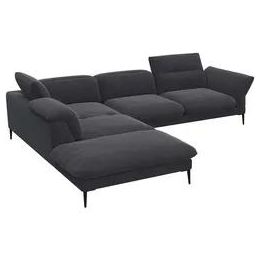 Ecksofa FLEXLUX "Salino, Funktionssofa mit Ottomane, Relaxsofa, Ecksofa" Sofas Gr. B/H/T: 287cm x 88cm x 239cm, Struktur, lange Ottomane links, grau (charcoal grey) Sofa mit Arm- und Kopfteil-Verstellungen, Kaltschaum & Stahl-Wellen