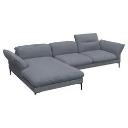 Ecksofa FLEXLUX "Salino, Funktionssofa mit Recamiere, Relaxsofa, Ecksofa" Sofas Gr. B/H/T: 307cm x 88cm x 182cm, Boucle, Chaiselongue links, blau (navy blau) Sofa mit Arm- und Kopfteil-Verstellungen, Kaltschaum & Stahl-Wellen