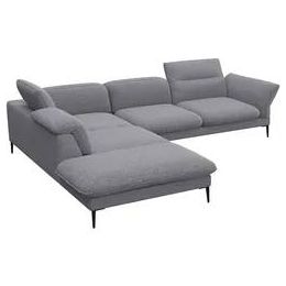 Ecksofa FLEXLUX "Salino, Funktionssofa mit Ottomane, Relaxsofa, Ecksofa" Sofas Gr. B/H/T: 287cm x 88cm x 239cm, Chenille-Struktur, lange Ottomane links, grau (steel) Sofa mit Arm- und Kopfteil-Verstellungen, Kaltschaum & Stahl-Wellen