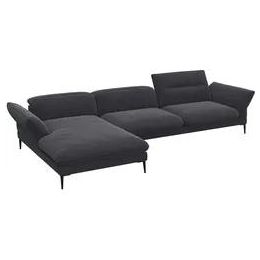 Ecksofa FLEXLUX "Salino, Funktionssofa mit Recamiere, Relaxsofa, Ecksofa" Sofas Gr. B/H/T: 340cm x 88cm x 182cm, Struktur, Chaiselongue links, grau (charcoal grey) Sofa mit Arm- und Kopfteil-Verstellungen, Kaltschaum & Stahl-Wellen