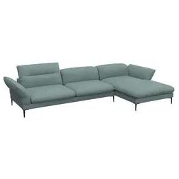 Ecksofa FLEXLUX "Salino, Funktionssofa mit Recamiere, Relaxsofa, Ecksofa" Sofas Gr. B/H/T: 340cm x 88cm x 182cm, Boucle, Recamiere rechts, blau (sky blau) Sofa mit Arm- und Kopfteil-Verstellungen, Kaltschaum & Stahl-Wellen