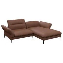 Ecksofa FLEXLUX "Salino, Funktionssofa mit Recamiere, Relaxsofa, Ecksofa" Sofas Gr. B/H/T: 245cm x 88cm x 182cm, Echtleder, Chaiselongue rechts, braun (old chestnut brown) Sofa mit Arm- und Kopfteil-Verstellungen, Kaltschaum & Stahl-Wellen