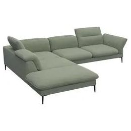 Ecksofa FLEXLUX "Salino, Funktionssofa mit Ottomane, Relaxsofa, Ecksofa" Sofas Gr. B/H/T: 287cm x 88cm x 239cm, Chenille-Struktur, lange Ottomane links, grün (olive) Sofa mit Arm- und Kopfteil-Verstellungen, Kaltschaum & Stahl-Wellen