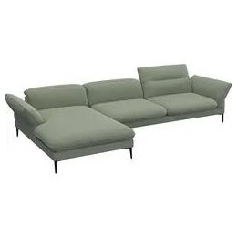 Ecksofa FLEXLUX "Salino, Funktionssofa mit Recamiere, Relaxsofa, Ecksofa" Sofas Gr. B/H/T: 340cm x 88cm x 182cm, Chenille-Struktur, Chaiselongue links, grün (olive) Sofa mit Arm- und Kopfteil-Verstellungen, Kaltschaum & Stahl-Wellen