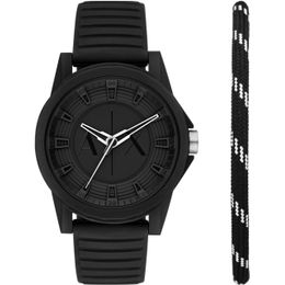 Quarzuhr Armani Exchange Armbanduhren schwarz Herren Armbanduhr, Herrenuhr, ideal als Geschenk, analog, Silikonarmband