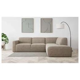 Ecksofa Andas "Tvinnum" Sofas Gr. B/H/T: 255cm x 75cm x 210cm, Chenille, Ottomane rechts, beige (liver) Breite 255 cm, L-Form, Struktur weich, Chenille, mit Komfortschaum