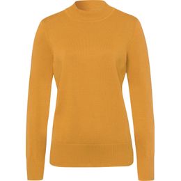 CR&Eacute;ATION L Damen Strickpullover mit geripptem Stehkragen ocker Gr&ouml;&szlig;e 50