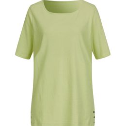 Damen Kurzarmshirt mit Zierpl&auml;ttchen pistazie, Gr&ouml;&szlig;e 46