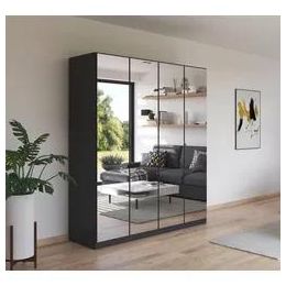 Drehtürenschrank Rauch "Reflect" Schränke Gr. B/H/T: 181cm x 210cm x 54cm, 4 St., grau (graumetallic) mit Spiegelfront, inkl. praktischer Inneneinteilung und Stoffboxen-Set