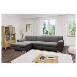 Ecksofa Home Affaire "Nika L-Form" Sofas Gr. B/H/T: 277 cm x 78 cm x 84 cm, Cord, Recamiere links, mit Bettfunktion, grau wahlweise mit Bettfunktion, auch in Cord