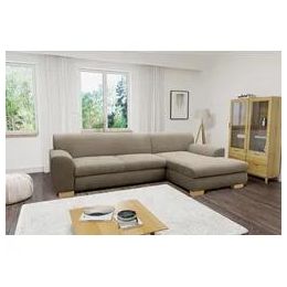 Ecksofa Home Affaire "Nika L-Form" Sofas Gr. B/H/T: 277 cm x 78 cm x 84 cm, Cord, Recamiere rechts, ohne Bettfunktion, braun (schlamm) wahlweise mit Bettfunktion, auch in Cord