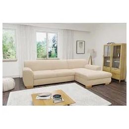 Ecksofa Home Affaire "Nika L-Form" Sofas Gr. B/H/T: 277cm x 78cm x 84cm, Cord, Recamiere rechts, mit Bettfunktion, beige (creme) wahlweise mit Bettfunktion, auch in Cord