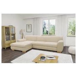 Ecksofa Home Affaire "Nika L-Form" Sofas Gr. B/H/T: 277 cm x 78 cm x 84 cm, Cord, Recamiere links, mit Bettfunktion, beige (creme) wahlweise mit Bettfunktion, auch in Cord