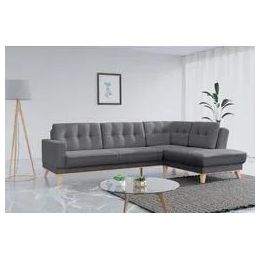 Sit & More Ecksofa SIT & MORE "Lavida L-Form" Sofas Gr. B/H/T: 298cm x 90cm x 198cm, Flachgewebe, Ottomane rechts, mit Kipper-mit Bettkasten-4 Rückenkissen-belastbar bis 660 kg, grau (hellgrau) wahlweise mit Kippfunktion und Bettkasten