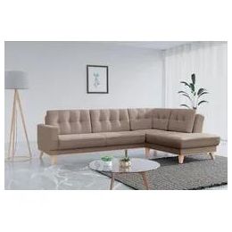 Sit & More Ecksofa SIT & MORE "Lavida L-Form" Sofas Gr. B/H/T: 298cm x 90cm x 198cm, Flachgewebe, Ottomane rechts, ohne Kipper-ohne Bettkasten-4 Rückenkissen-belastbar bis 660 kg, grau (taupe) wahlweise mit Kippfunktion und Bettkasten