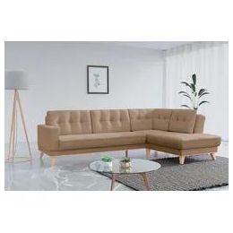 Sit & More Ecksofa SIT & MORE "Lavida L-Form" Sofas Gr. B/H/T: 298cm x 90cm x 198cm, Flachgewebe, Ottomane rechts, mit Kipper-mit Bettkasten-4 Rückenkissen-belastbar bis 660 kg, beige (nature) wahlweise mit Kippfunktion und Bettkasten