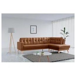 Sit & More Ecksofa SIT & MORE "Lavida L-Form" Sofas Gr. B/H/T: 298cm x 90cm x 198cm, Microfaser, Ottomane rechts, ohne Kipper-ohne Bettkasten-4 Rückenkissen-belastbar bis 660 kg, braun (cognac) wahlweise mit Kippfunktion und Bettkasten