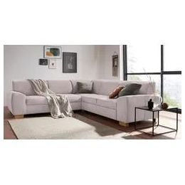 Ecksofa DOMO collection "Incanto L-Form" Sofas Gr. B/H/T: 260cm x 81cm x 260cm, Struktur weich, gleichschenklig, ohne Funktion, grau (taupe) wahlweise mit Bettfunktion