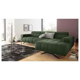 Ecksofa DOMO collection "Trento L-Form" Sofas Gr. B/H/T: 287cm x 79cm x 175cm, Struktur fein, Recamiere rechts, Mit Kopfteilverstellung, grün wahlweise mit Kopfteilverstellung, Recamiere linksrechts bestellbar