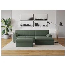 Ecksofa DOMO collection "Topper L-Form" Sofas Gr. B/T: 245cm x 155cm, Chenille, Recamiere rechts, Ohne Bettfunktion, grün (apfelgrün) mit Recamiere, wahlweise Schlaffunktion