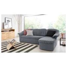 Ecksofa DOMO collection "Pegnitz L-Form" Sofas Gr. B/H/T: 238cm x 82cm x 141cm, Luxus-Microfaser Chenilleoptik, Recamiere rechts, ohne Bettfunktion, grau (steel) wahlweise mit Bettfunktion