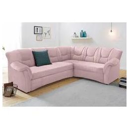 Ecksofa DOMO collection "Sarafina L-Form" Sofas Gr. B/H/T: 240cm x 83cm x 190cm, Luxus-Microfaser, langer Schenkel links, ohne Bettfunktion-mit Federkern, rosa (flamingo) wahlweise mit Bettfunktion, optional Federkern