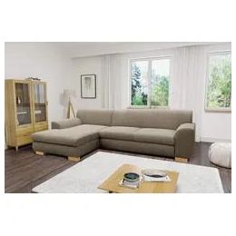 Ecksofa Home Affaire "Nika L-Form" Sofas Gr. B/H/T: 277 cm x 78 cm x 84 cm, Cord, Recamiere links, ohne Bettfunktion, braun (schlamm) wahlweise mit Bettfunktion, auch in Cord