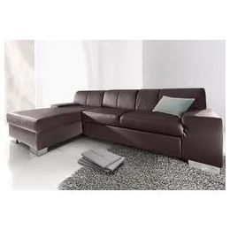 Ecksofa DOMO collection "Star L-Form" Sofas Gr. B/H/T: 248 cm x 74 cm x 150 cm, NaturLEDER, Recamiere links, ohne Bettfunktion, braun wahlweise mit Bettfunktion