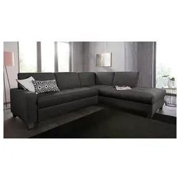 Ecksofa DOMO collection "Florentina L-Form" Sofas Gr. B/H/T: 243cm x 84cm x 209cm, Luxus-Microfaser Chenilleoptik, Ottomane rechts, Mit Bettfunktion, grau (stone) wahlweise mit Bettfunktion, Kontrastnaht