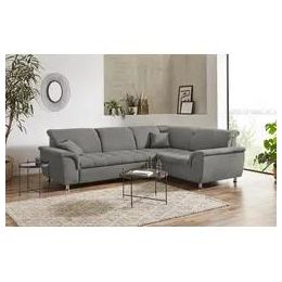 Ecksofa DOMO collection "Franzi L-Form" Sofas Gr. B/H/T: 267cm x 81cm x 214cm, Struktur fein, langer Schenkel links, ohne Kopfteilverstellung-ohne Bettfunktion, grau (steel) wahlweise mit Kopfteilverstellung (dann Breite: 275 cm)