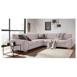 Ecksofa DOMO collection "Incanto L-Form" Sofas Gr. B/H/T: 260cm x 81cm x 260cm, Struktur weich, gleichschenklig, mit Bettfunktion links, grau (taupe) wahlweise mit Bettfunktion