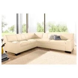 Ecksofa DOMO collection "Norma Top L-Form" Sofas Gr. B/H/T: 247cm x 77cm x 212cm, Kunstleder SOFTLUX, langer Schenkel rechts, mit Bettfunktion, beige (creme) wahlweise mit Bettfunktion