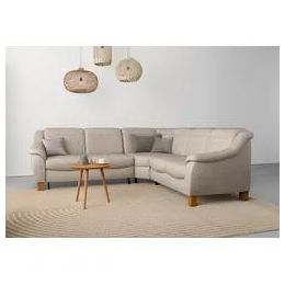 Ecksofa Home Affaire "Caldera L-Form", grau (hellgrau), B:270cm T:250cm, 100% Polyester, Sofas, Federkern, wahlweise mit Kopfteilverstellung, Bettfunktion, Bettkasten