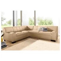 Ecksofa DOMO collection "Norma L-Form" Sofas Gr. B/H/T: 247cm x 74cm x 212cm, NaturLEDER, langer Schenkel rechts, ohne Bettfunktion, braun (cappuccino) wahlweise mit Bettfunktion