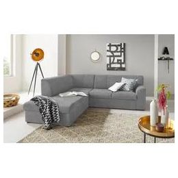 Ecksofa DOMO collection "Topper L-Form" Sofas Gr. B/H/T: 237 cm x 78 cm x 200 cm, Chenille-Optik, Ottomane links, Ohne Bettfunktion, grau (hellgrau) mit Ottomane, wahlweise Schlaffunktion