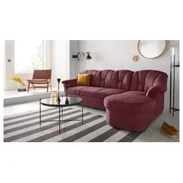 Ecksofa DOMO collection "Papenburg L-Form" Sofas Gr. B/H/T: 235 cm x 84 cm x 142 cm, Chenille-Optik, Recamiere rechts, mit Bettfunktion, lila (beere) in großer Farbvielfalt, wahlweise mit Bettfunktion