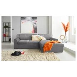 Ecksofa DOMO collection "Topper L-Form" Sofas Gr. B/H/T: 245cm x 78cm x 155cm, Struktur fein, Recamiere rechts, Ohne Bettfunktion, grau (hellgrau) mit Recamiere, wahlweise Schlaffunktion